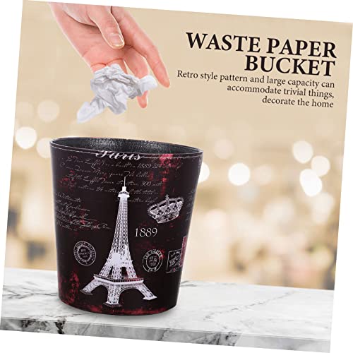 CHILDWEET Vintage Desk Trash Can Multi-Functional Waste Can Desktop Pen Holder Tabletop Mini Garbage Can for Office or Bedroom