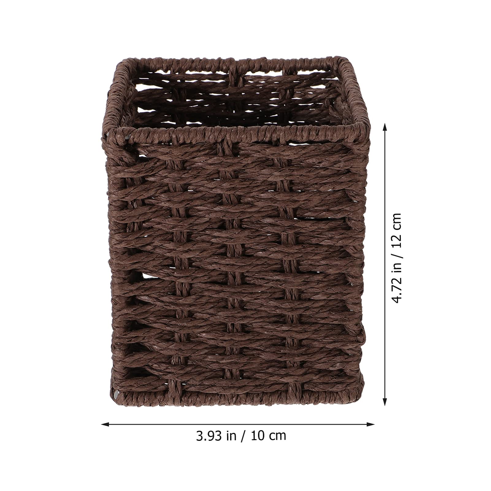 Cabilock Yellow Wicker Pencil Holder Pen Holder Rattan Makeup Brush Holder Makeup Holder Pencil Cup Desk Cup Holder Cutlery Utensil Caddy Silverware Holder