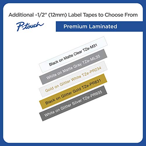 Brother P-touch TZe-M31 Black Print on Premium Matte Clear Laminated Tape 12mm (0.47”) wide x 8m (26.2’) long, TZEM31