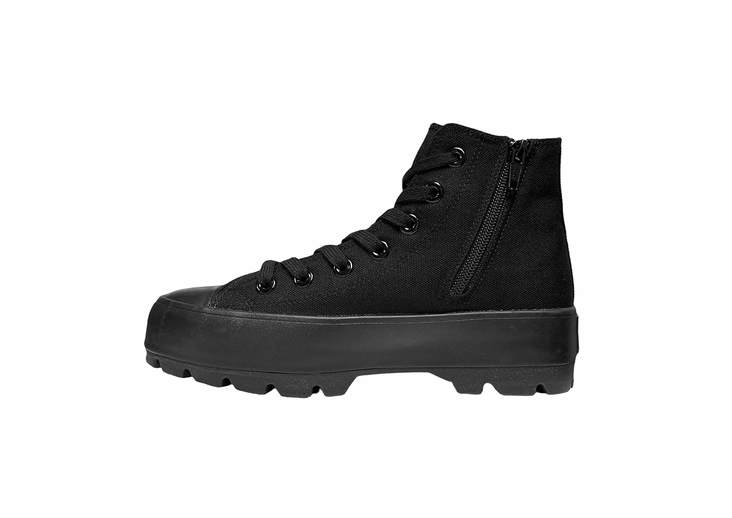 CUSHIONAIRE Women's Vespa high top Canvas Sneaker +Memory Foam and Side Zipper, Black/Black 11