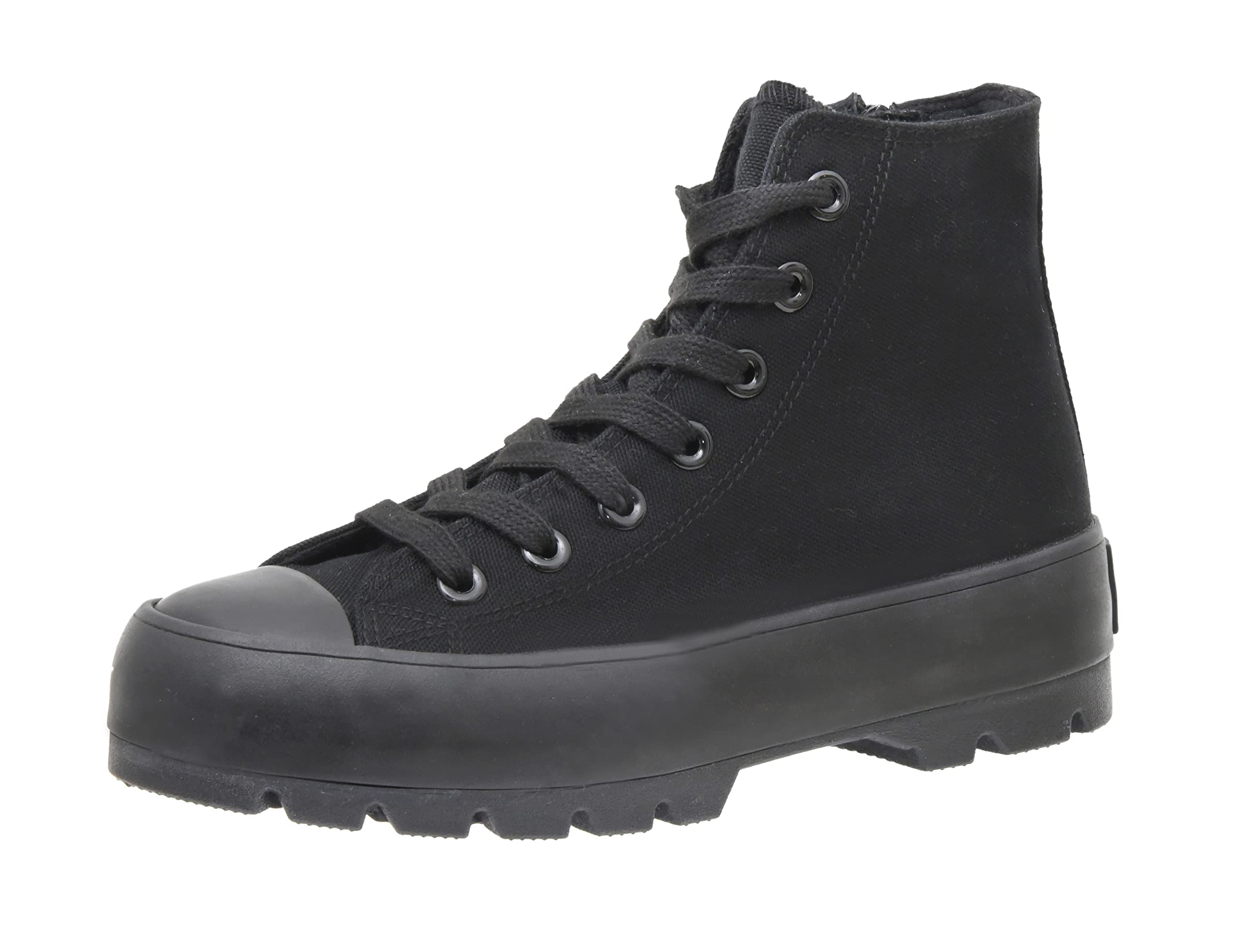 CUSHIONAIRE Women's Vespa high top Canvas Sneaker +Memory Foam and Side Zipper, Black/Black 11