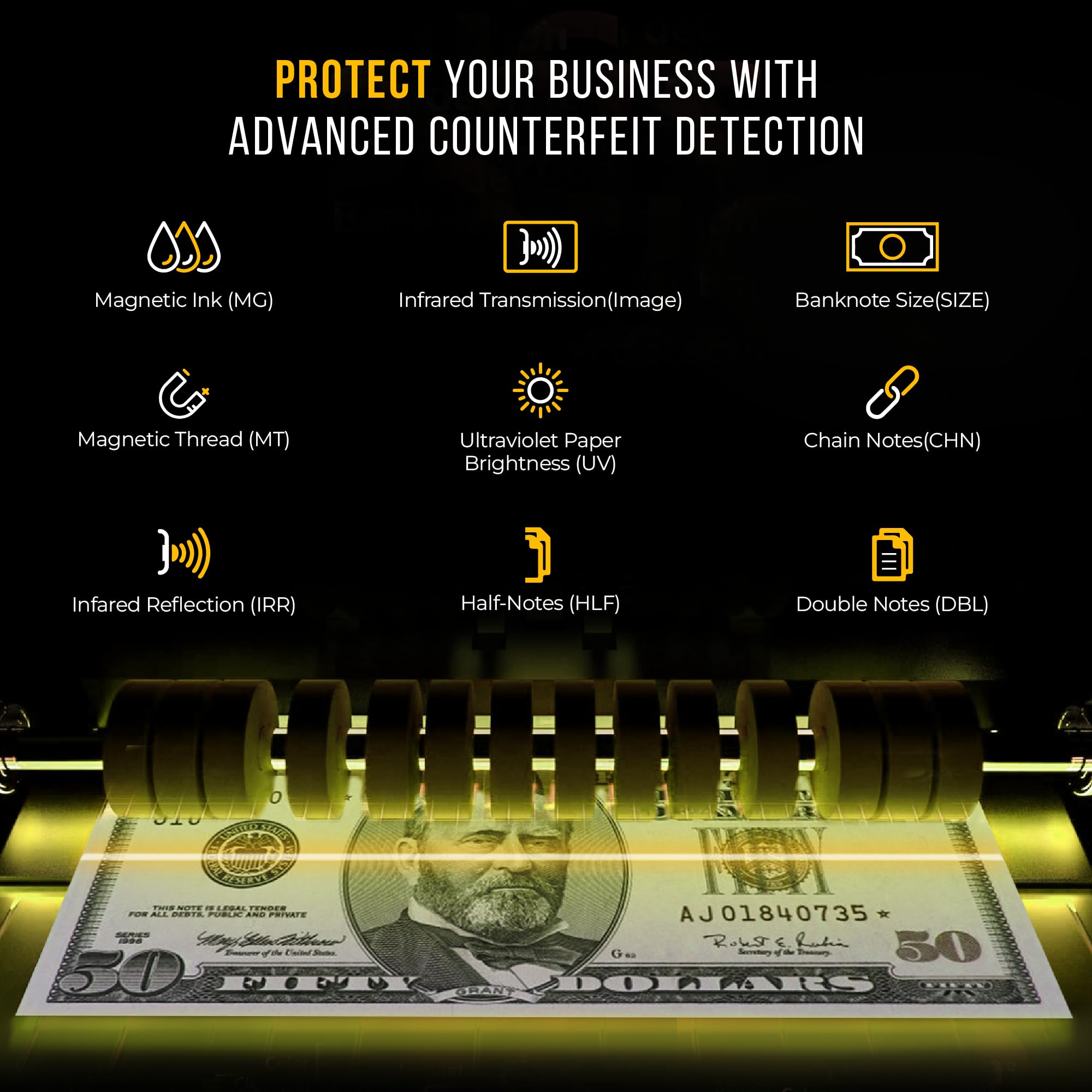Kolibri Money Counter Machine - 1,500 bills per min, advanced counterfeit detection, set up in minutes, Add and Batch Modes, Cash Counter with LCD Display,3-year warranty - 24/7 US customer support