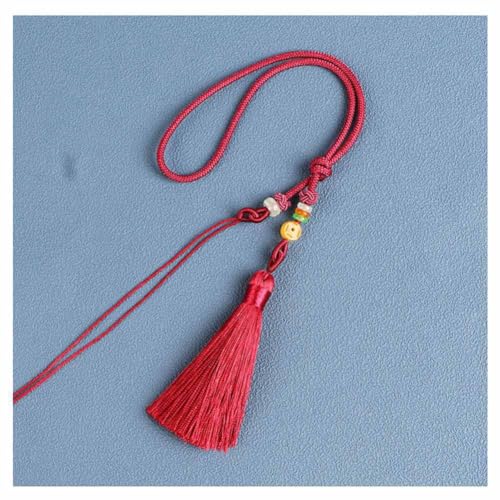 SHTGOI 5 pcs Chinese Tassel Pendant Silk Tassel Pendant with Jade and Beeswax Handmade Colorful Beads Tassels for Bookmarks Tassels Keychains Car Pendant Jujube Red