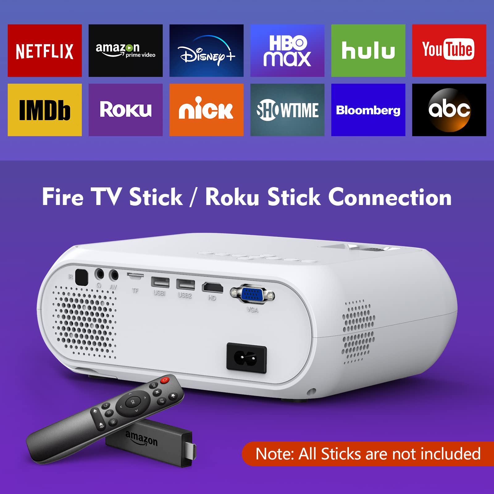 Mini Projector, FUNTUSPIC-Ci Best Phone Projector 2022 Upgraded Native 1080P with 8500L, WiFi Projector Compatible with iOS/Android Phone/Tablet/Laptop/TV Stick/USB/PS4 [100" Screen Included]