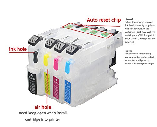 UP Empty Refillable Ink Cartridge LC201 LC203 Compatible for Brother MFC-4320DW J4420DW J4620DW MFC-J460DW J480DW J485DW MFC-J5520DW J5620DW J5720DW MFC-J680DW J880DW J885DW Printer