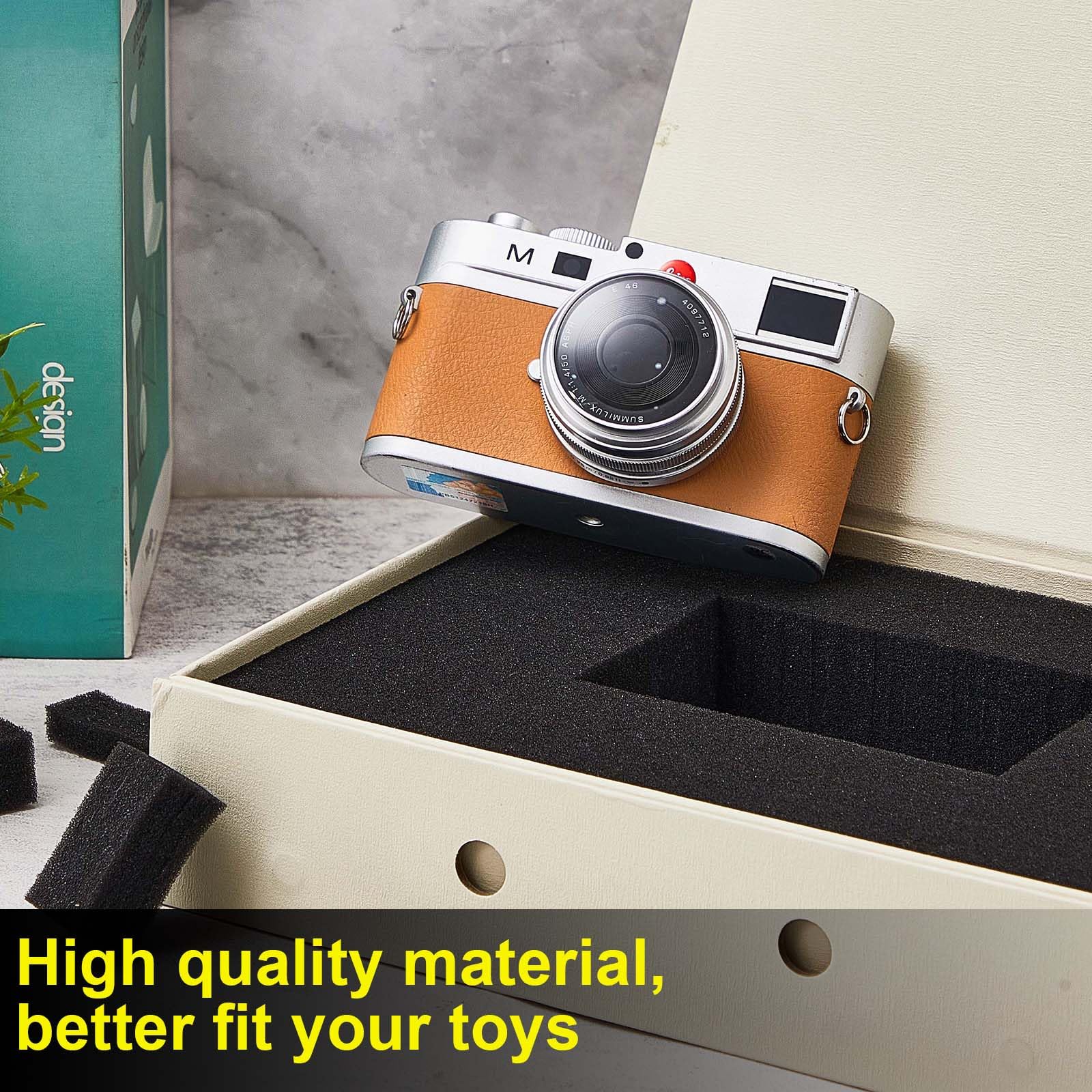 2 Pieces Pre Cubed Foam Tray Customizable Foam Insert Black Pluck Foam Insert for Interlocking Cases, 30 x 30 x 5 Cm/ 11.81 x 11.81 x 1.97 Inches