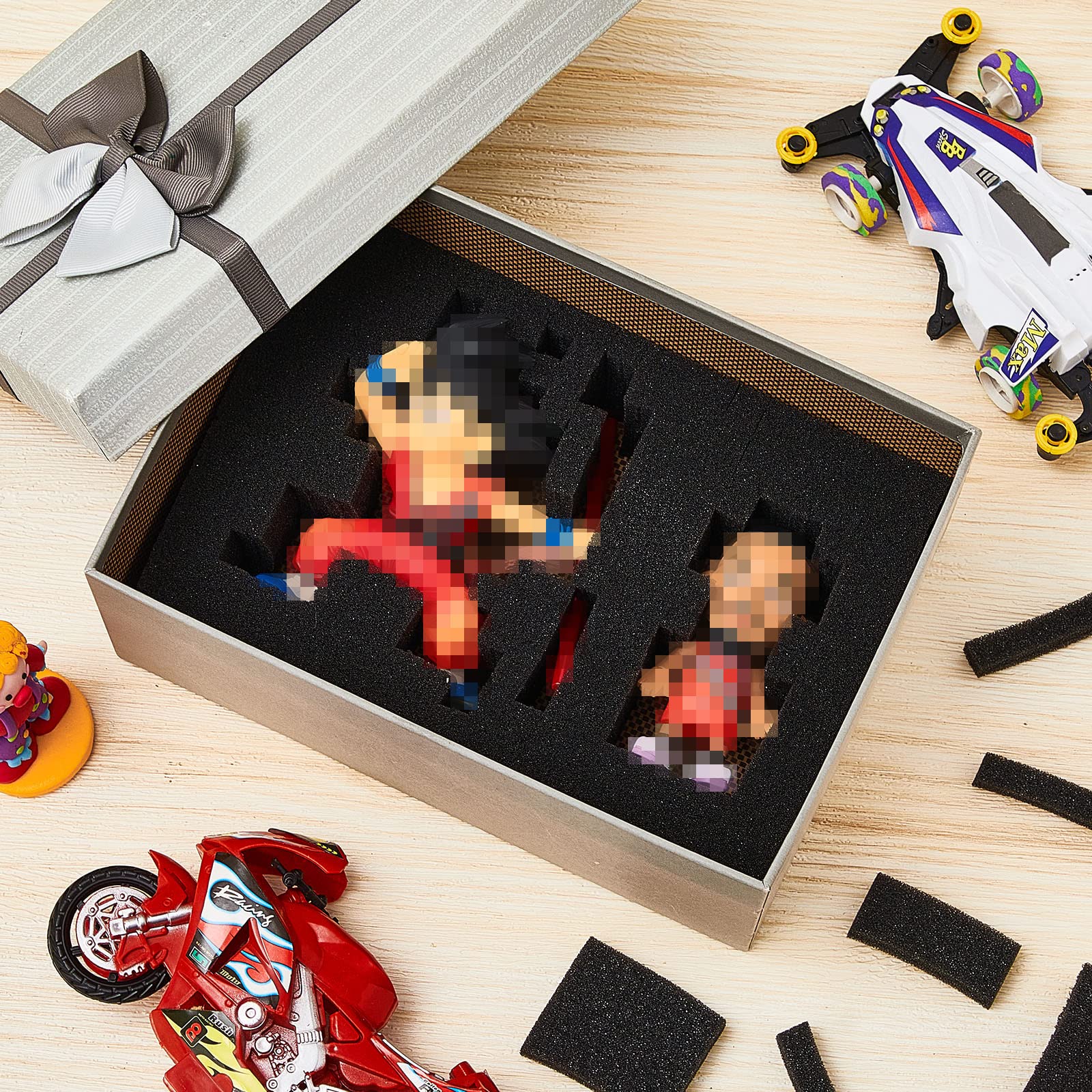 2 Pieces Pre Cubed Foam Tray Customizable Foam Insert Black Pluck Foam Insert for Interlocking Cases, 30 x 30 x 5 Cm/ 11.81 x 11.81 x 1.97 Inches