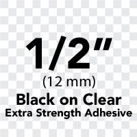 Brother 1/2" (12mm) Black Print on Clear Extra Strength Adhesive P-touch Tape for Brother PT-310, PT310 Label Maker