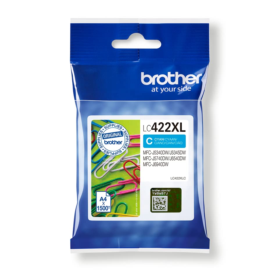 Brother Original LC-422XLC Cyan Ink Cartridge 1,500 Pages for MFC-J5340DW, MFC-J5345DW, MFC-J5740DW, MFC-J6540DW, MFC-J6940DW