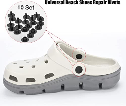 LUAATT Universal Beach Shoes Replacement Rivets,10 Set Repair Plastic Button for Men and Women Summer Shoes Strap (Black)