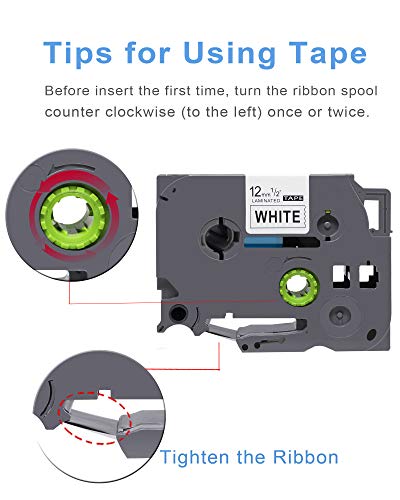 Aitaperste 5 Pack Color Compatible Tapes Replace for TZe TZ 12mm 0.47 Inch Laminated Compatible with Brother P Touch PT-D210 D202 PT-D450 P700, 26.2 Feet Roll (White/White on Black Red Blue Green)