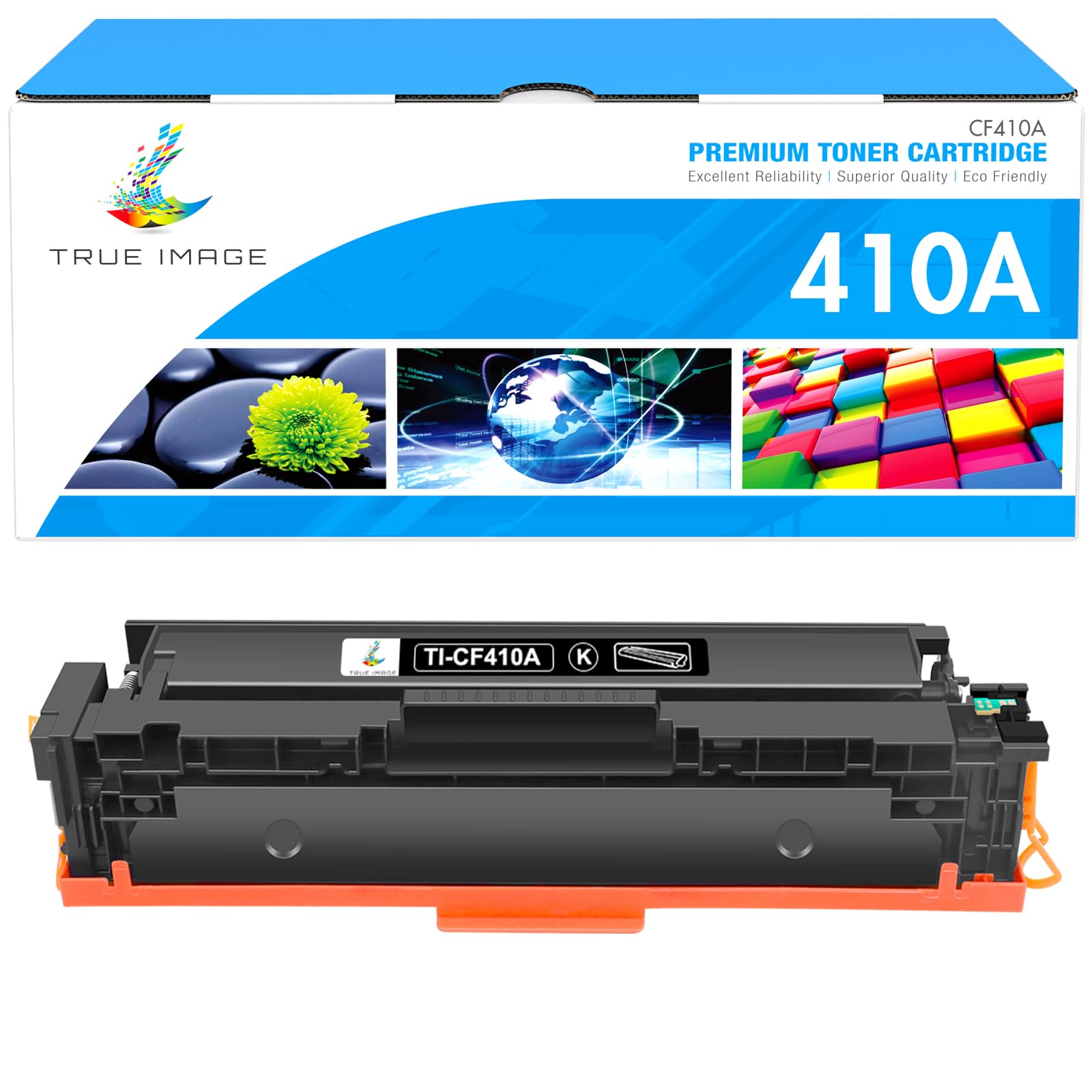 TRUE IMAGE Compatible CF410A Toner Cartridge Replacement for HP 410A CF410A CF410X 410X 410 Color Pro MFP M477fnw M477fdw M477fdn M452nw M452dw M452dn M477 M452 Printer Ink (Black, 1-Pack)
