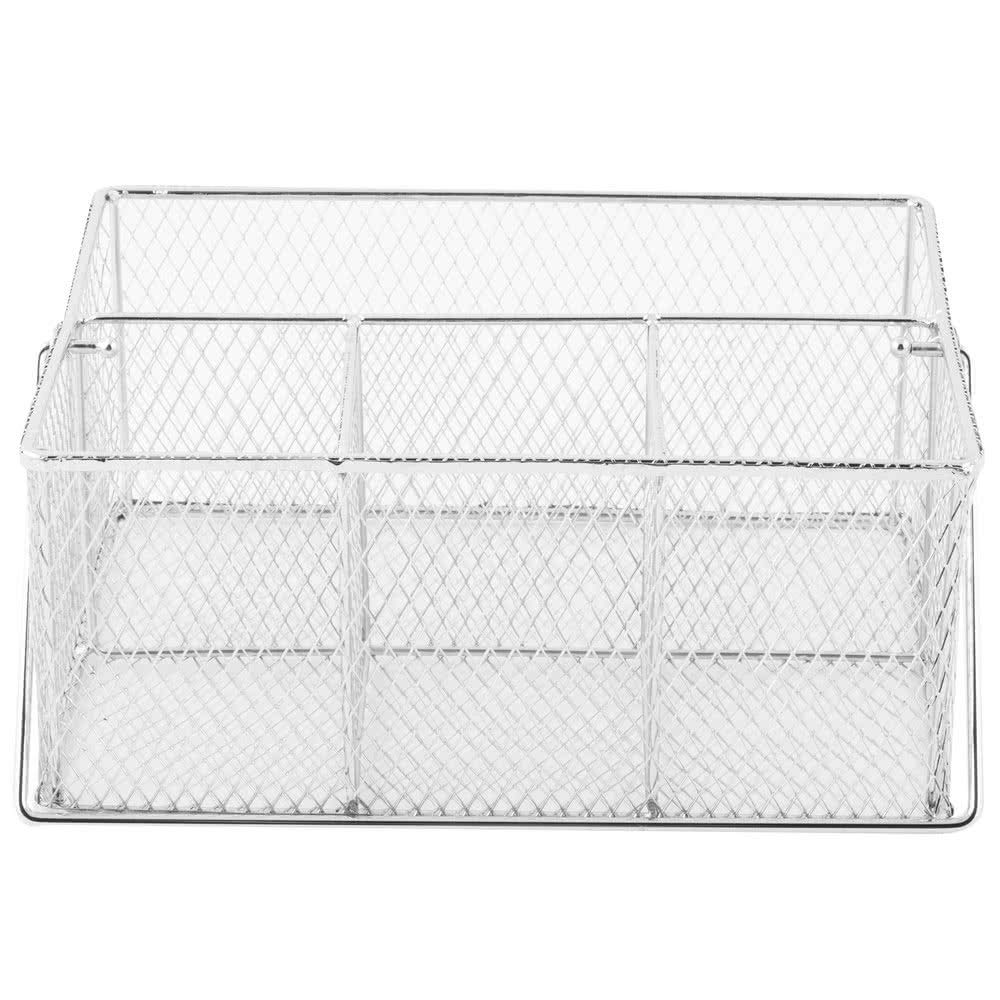 G.E.T. Enterprises Stainless Steel 9.375" x 6.875 Mesh Wire Flatware Basket, 4.5" Deep Iron Chrome Plated Condiments Collection WB-700 (Pack of 1)