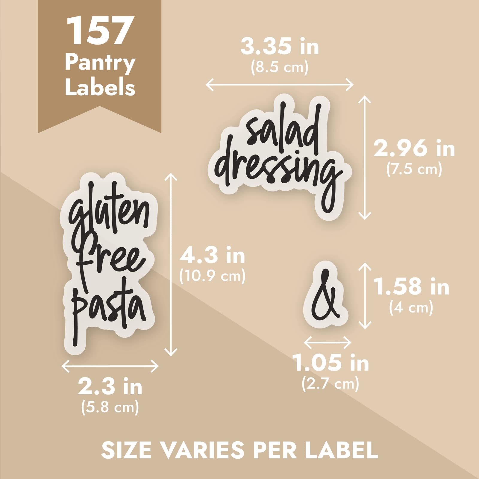 Talented Kitchen 157 Pantry Labels for Food Containers, Preprinted Clear Kitchen Food Labels for Organizing Storage Canisters & Jars, Black Script + Numbers Stickers (Water Resistant)