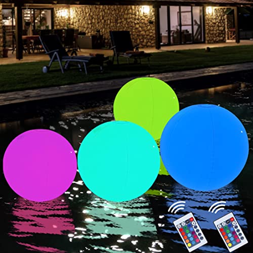 SEMANJLL 2 PCS Floating Pool Lights,16 Colors Changing Remote Control LED Ball Lights,16" IP68 Waterproof Pool Glow Ball Lights, Light Up Glow Balls for Pool Beach Garden Patio Decorative Night Light