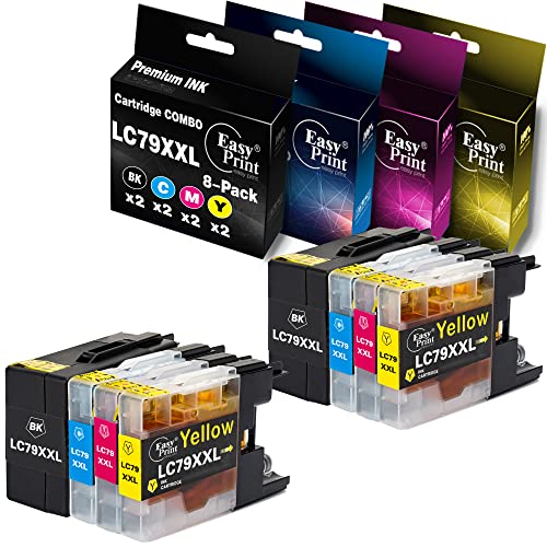EASYPRINT Compatible (2xBCMY, 2SET) LC79XXL Ink Cartridges Replacement for HY LC79xl Used for Brother MFC-J6510DW MFC-J6710DW MFC-J6910DW MFC-J5910CDW MFC-J6710CDW MFC-J6910CDW MFC-J5910DW, (8-Pack)
