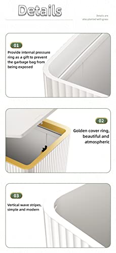 IEEK 2 Pack of Trash Can with Lid,4 Gallons/15 Liters Garbage Can with Press Top Lid Plastic Dog Proof Trash Bin,Waste Basket for Bathroom/Kitchen/Bedroom/Office/Living Room,White and Gold