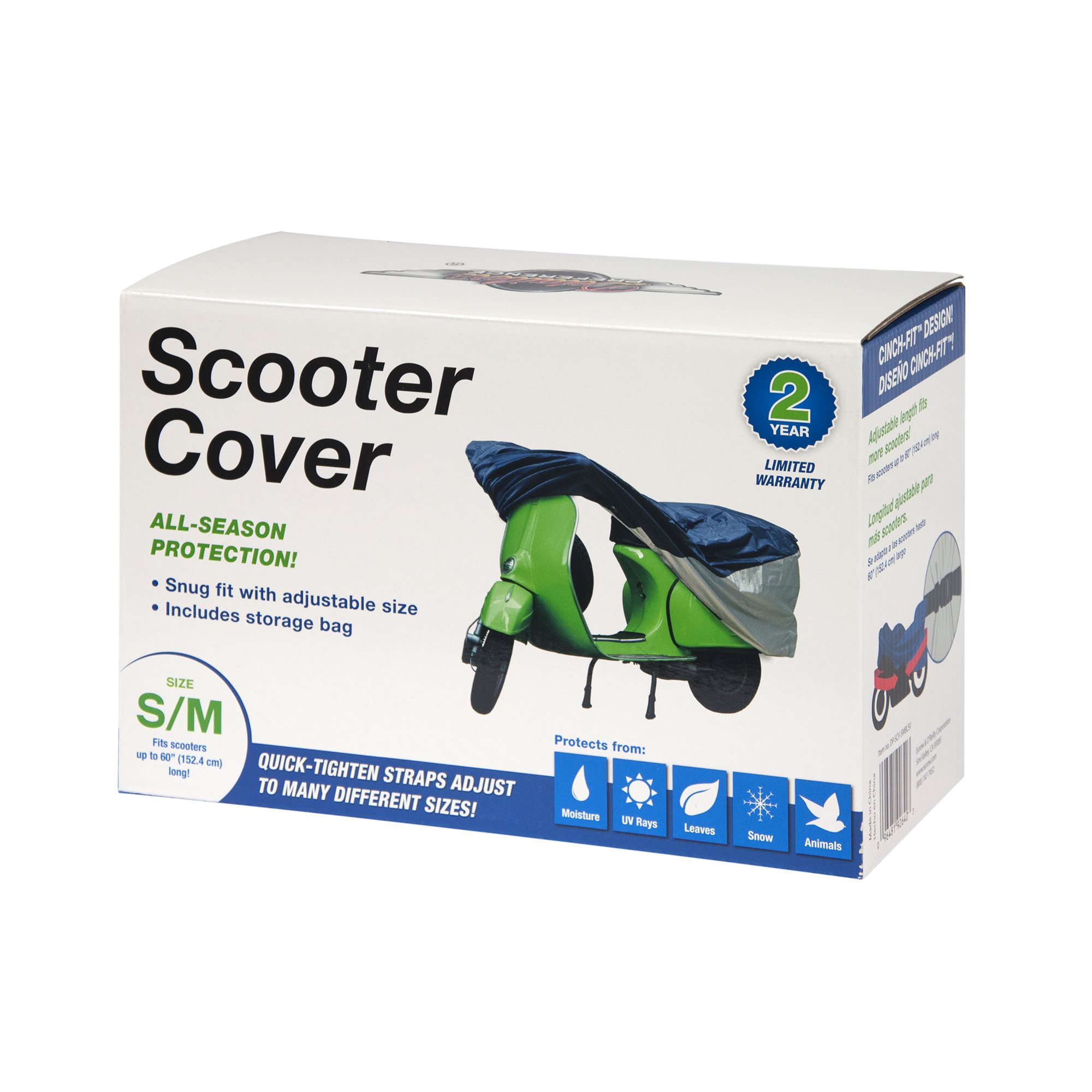 Detailer's Preference Polyester Scooter Cover, Heavy-Duty Weather Protection, Scratch-Free Design, Compact Storage Bag, Fits Scooters Up to 60 Inches