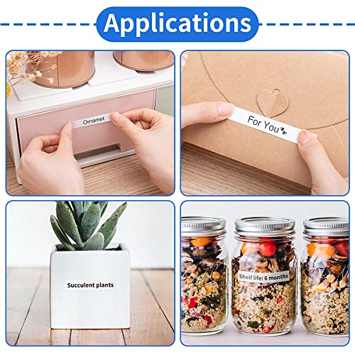 6-Pack P Touch Label Tape, TZe-231 TZ Tape 12mm 0.47 Inch Laminated White TZe231 TZe 231 Compatible with Brother P-Touch Label Maker PT-H110 PT-D210 D220 D600 D400 D400AD D610BT P710BT, Black on White