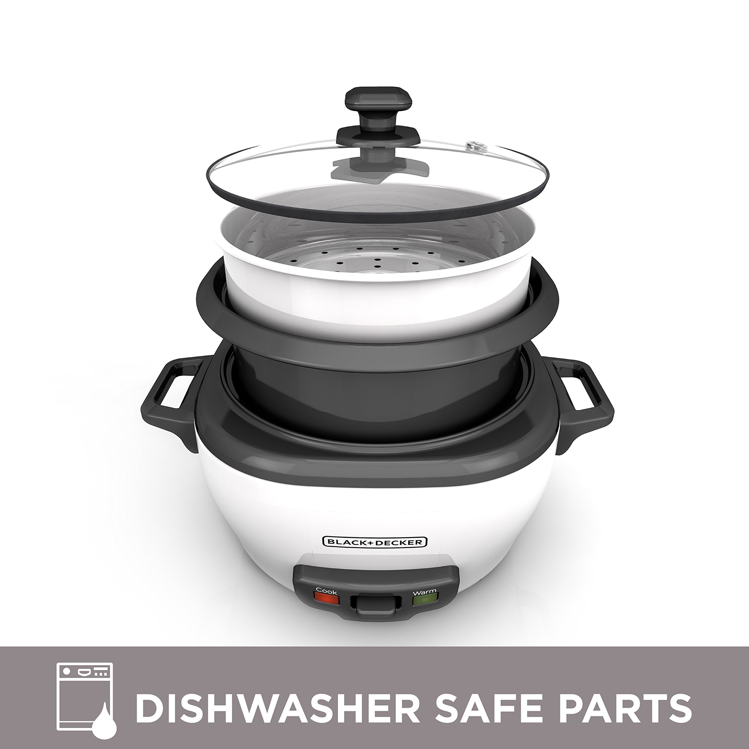 BLACK+DECKER Rice Cooker, 6-cup, White