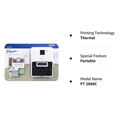 Brother P-Touch Monochrome Label Maker PT-2040C with Additional Two Tapes (TZe-131, TZe-231)