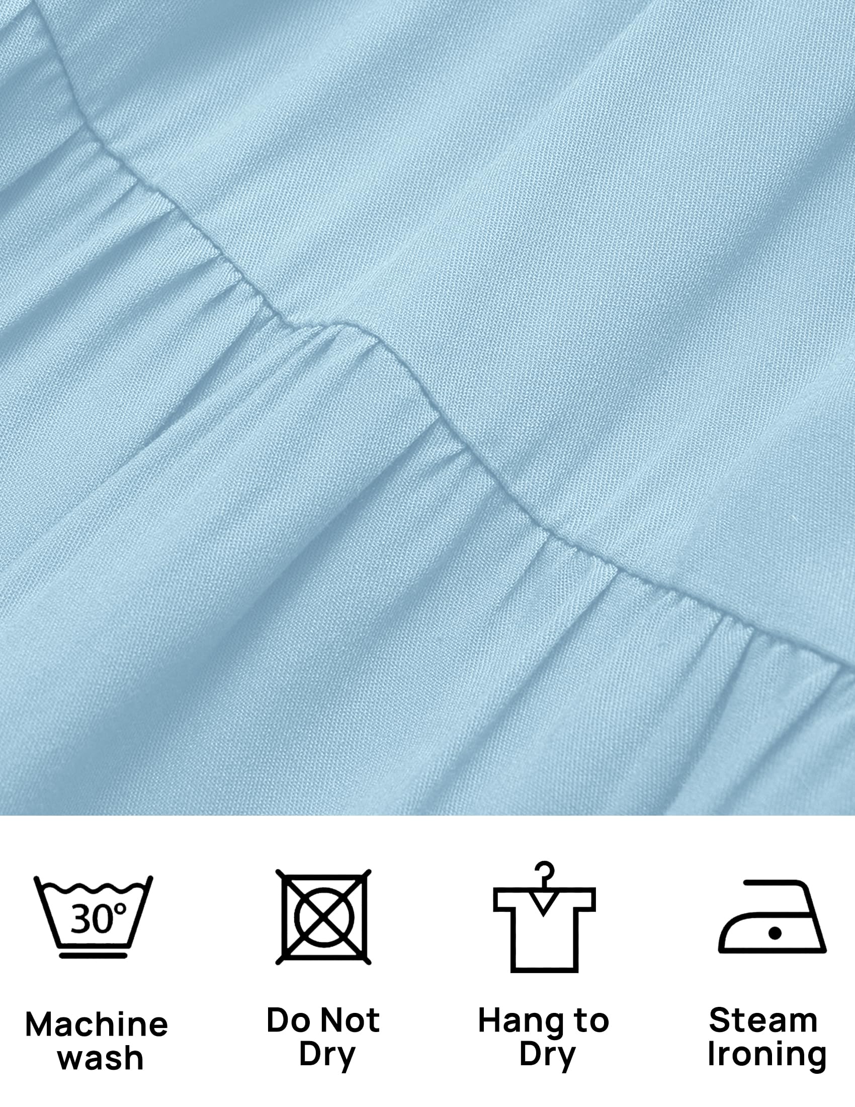 ZESICA Women's Boho 2025 Summer Square Neck Puff Sleeve Off Shoulder Smocked Tiered Casual A Line Short Mini Dress,LightBlue,XX-Large