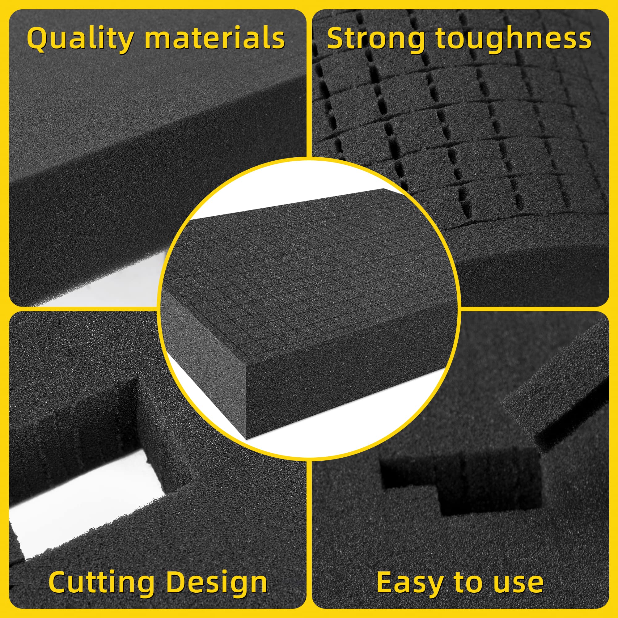 DECOHS 4 PCS Pick Apart Foam Insert- 2 Size Pick and Pluck Foam- Pluck Pre Cube Sheet Foam with Bottom Use for Board Game Box Cases Storage Drawer (Length 16 Inch)