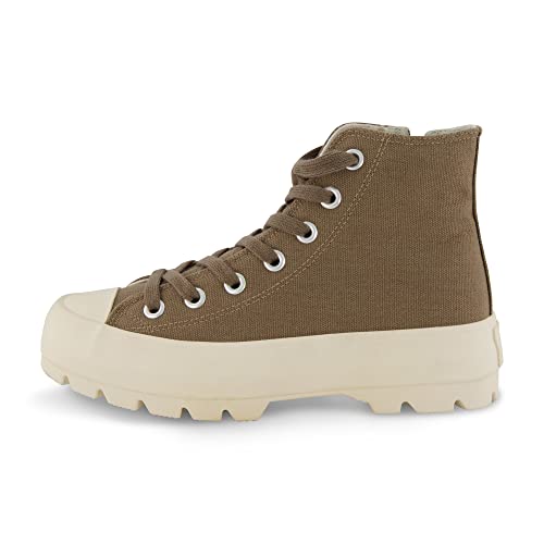 CUSHIONAIRE Women's Vespa high top Canvas Sneaker +Memory Foam and Side Zipper, Olive 6