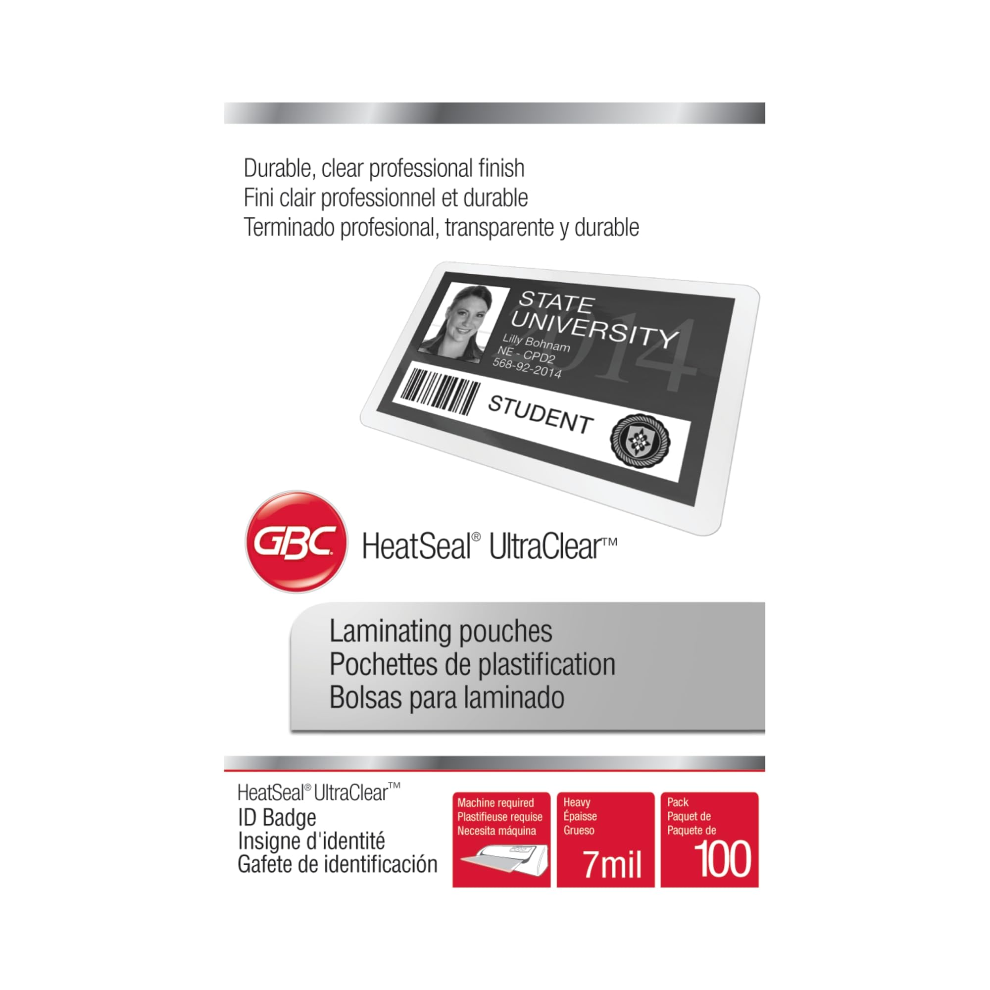 Swingline GBC Laminating Sheets, Thermal Laminating Speed Pouches, Badge Size, 7 Mil, HeatSeal UltraClear, 100 Pack (3200016)