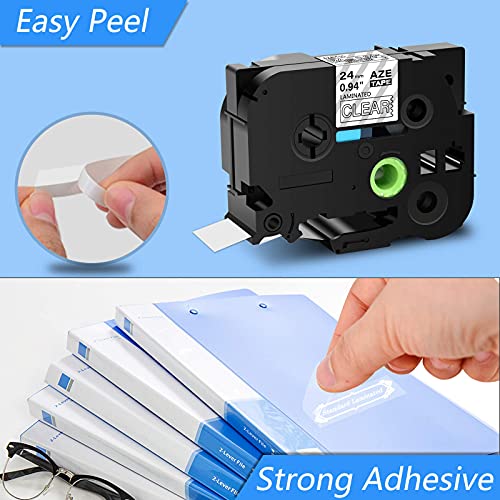 GREENCYCLE Compatible Label Tape Replacement for Brother Ptouch TZe Label Maker Tape TZe-155 TZ-155 24mm 0.94 Inch White on Clear Label Tape, Compatible with Brother D600 P700 P750W, 2-Pack