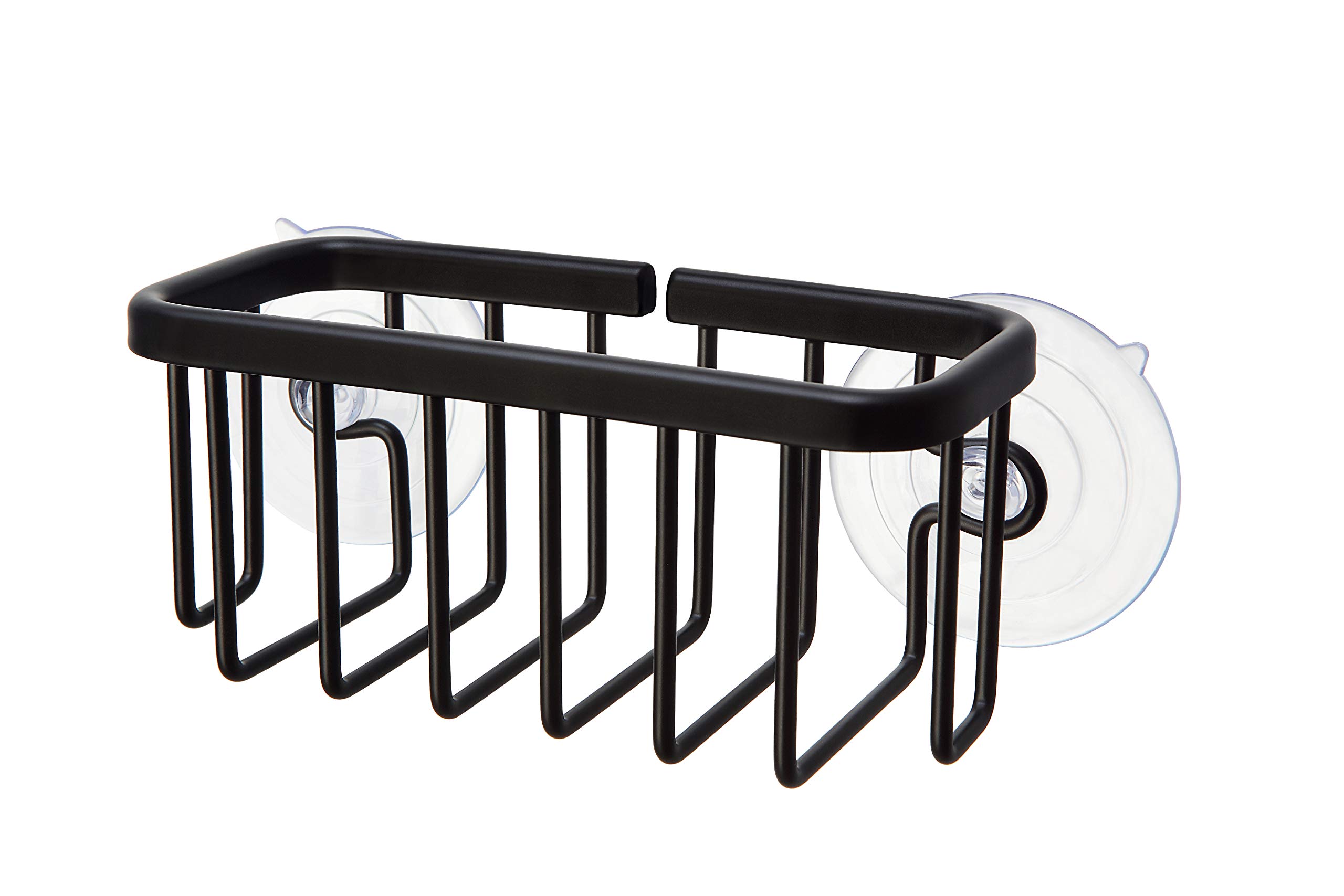 SunnyPoint NeverRust Kitchen Sink Suction Holder for Sponges, Scrubbers, Soap, Kitchen, Bathroom, 6" x 2.5" x 2.75", Aluminum (BLACK, 1)