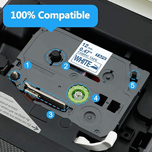 Fimax Compatible Fabric Iron-on Clothing Label Replacement for Brother P Touch Fabric Tape TZe-FA3 TZeFA3 Tape 12mm 0.47'' for PT-D210 PT-D400 PT-H100 PT-D200 PT-D600 Labelmakers (Blue on White,4PK)