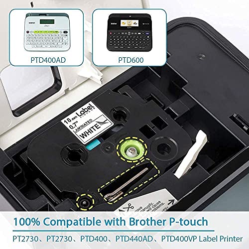 3 Pack 18mm + 4 Pack 12mm Replacement for Brother P-Touch Label Tape TZe-231 TZe-241 12mm 0.47 Inch / 18mm 3/4 Inch Laminated Black on White for PT D210 H100 1280 1230PC, 26.2 Feet 8m, 7-Pack