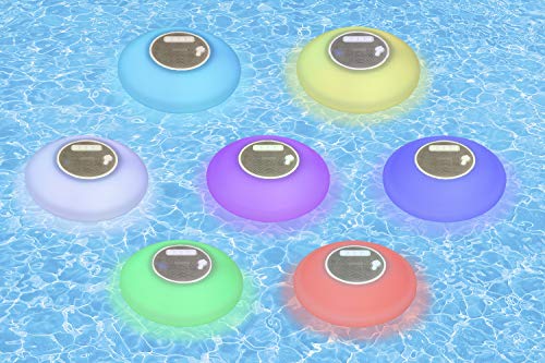 Poolmaster 54504 Portable Floating Waterproof Multi-Light Speaker with Call Functionality for Swimming Pool Party, Patio, Outdoor, Backyard, Multicolor