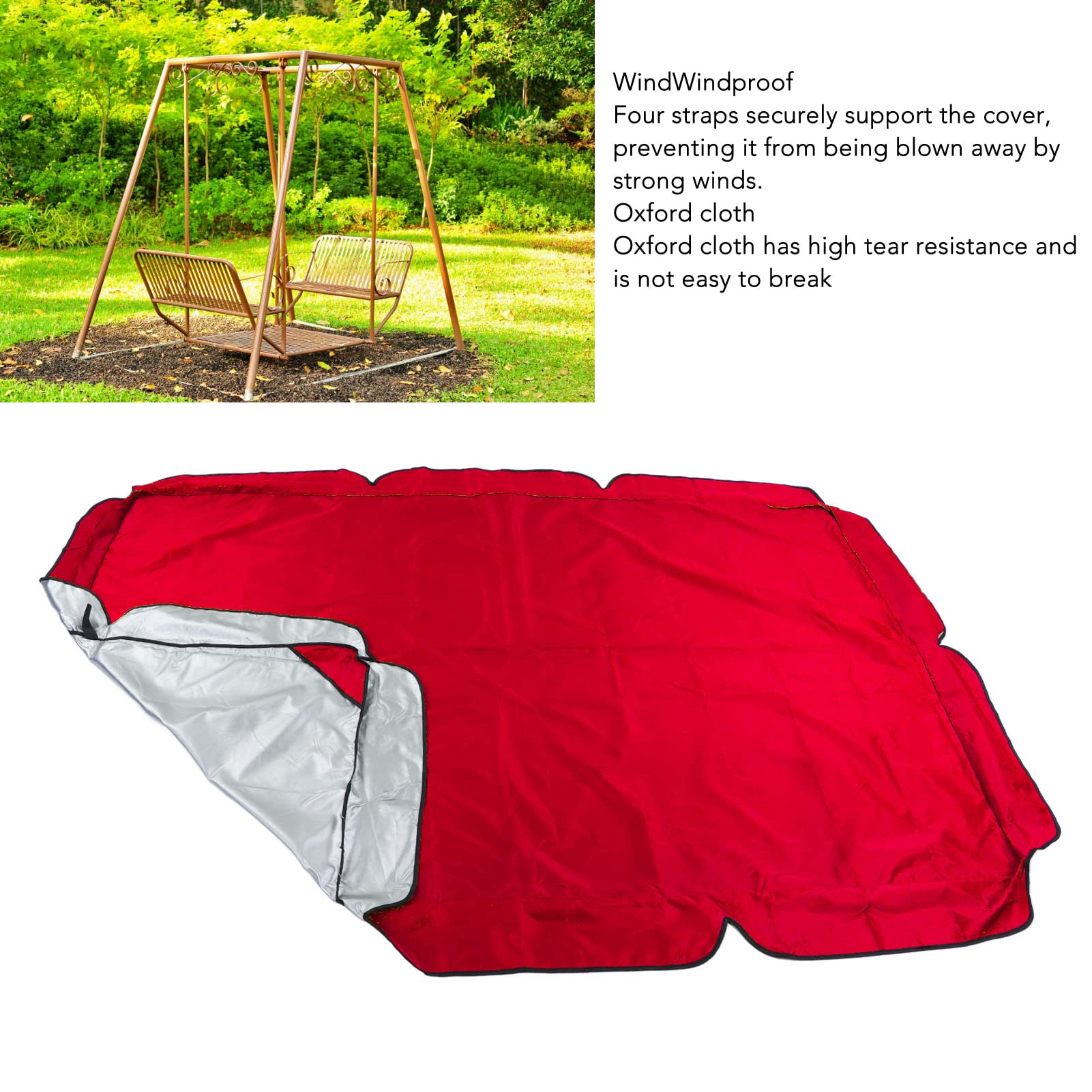 lesiega Swing Canopy Replacement Canopy Top Cover with 4 Reinforcing Straps Waterproof Sun Resistant Oxford Cloth Replacement Canopy Top for Outdoor Garden Patio Porch Yard(Red)