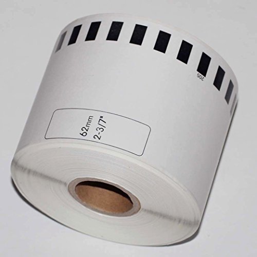 Brother Genuine DK-2205 5-Pack Black Print on White Continuous Length Paper Tape, 2.4" Wide x 100' Long (62mm x 30.4M)/per roll