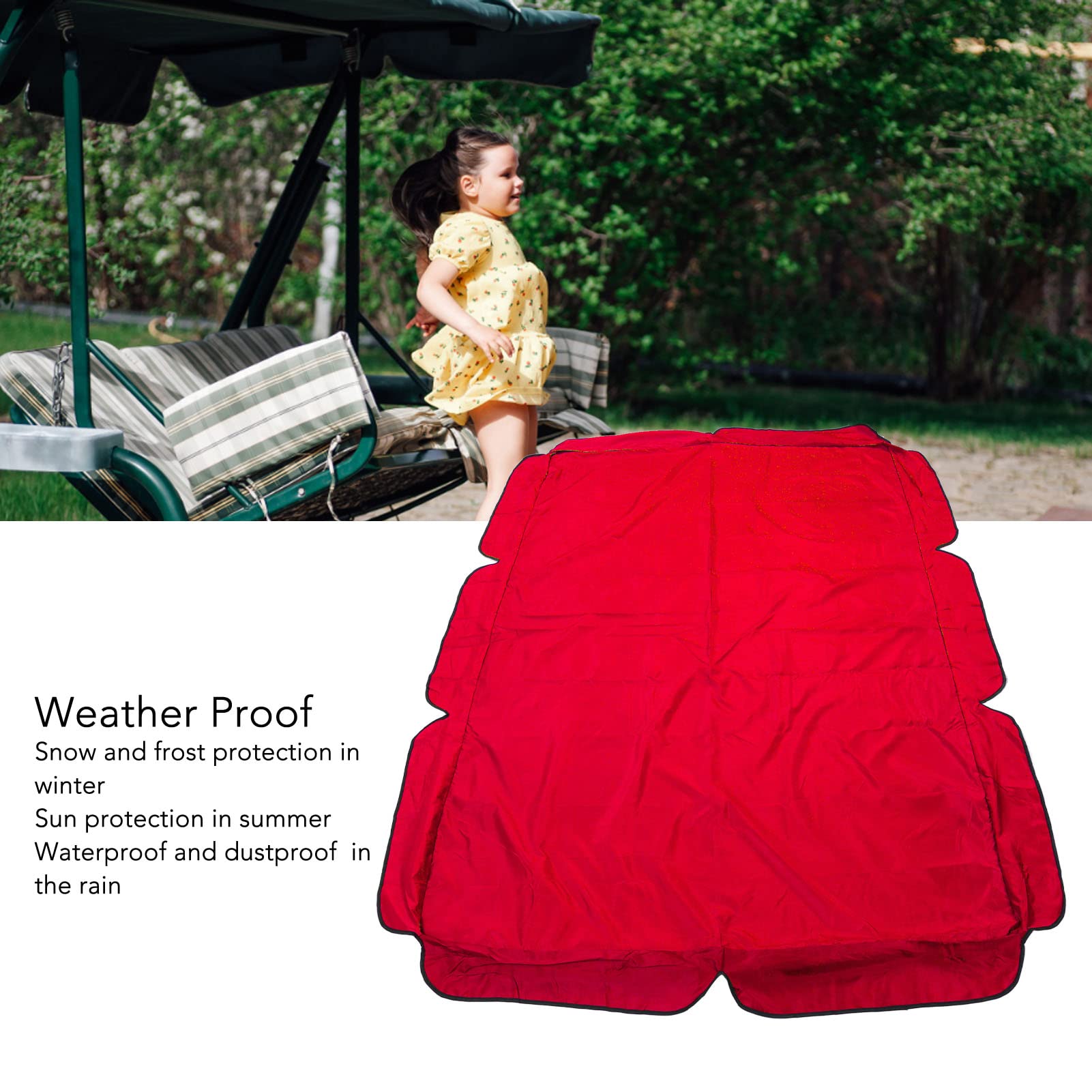 lesiega Swing Canopy Replacement Canopy Top Cover with 4 Reinforcing Straps Waterproof Sun Resistant Oxford Cloth Replacement Canopy Top for Outdoor Garden Patio Porch Yard(Red)