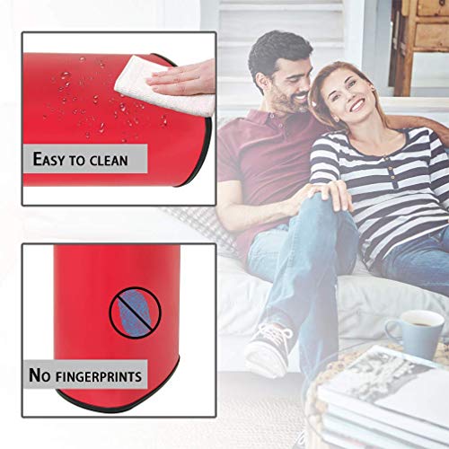 Dkeli Kitchen Trash Can for Bathroom Bedroom Home Office Automatic Touch Free High-Capacity Garbage Can with Lid Brushed Stainless Steel Waste Bin 13 Gallon / 50L - Red