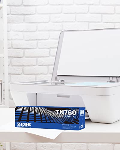 TN760 6000 Pages 2 Packs Toner Cartridge Replacement with Chip for Brother TN-730 TN-760 Black High Yield for DCP-L2550DW HLL2395DW MFCL2710DW MFC-L2750DW Printer