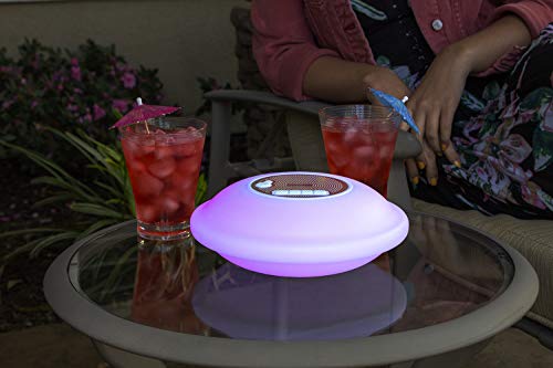Poolmaster 54504 Portable Floating Waterproof Multi-Light Speaker with Call Functionality for Swimming Pool Party, Patio, Outdoor, Backyard, Multicolor