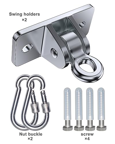 Digtichnny Swing Hangers Heavy Duty, 304 Stainless Steel Porch Swing Hooks Hanging Kit Swing Brackets Hardware Set Parts Smooth Silent
