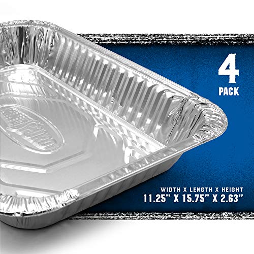 Kingsford Heavy Duty Large Aluminum Pans - Disposable Aluminum Pans for Cooking, Baking, Grilling, Frying & Roasting - Ideal Disposable Chafing Dish, Broiler, & Outdoor Tray 4 Count, (Pack of 1)