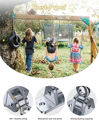 Digtichnny Swing Hangers Heavy Duty, 304 Stainless Steel Porch Swing Hooks Hanging Kit Swing Brackets Hardware Set Parts Smooth Silent