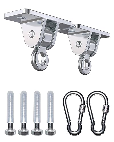 Digtichnny Swing Hangers Heavy Duty, 304 Stainless Steel Porch Swing Hooks Hanging Kit Swing Brackets Hardware Set Parts Smooth Silent