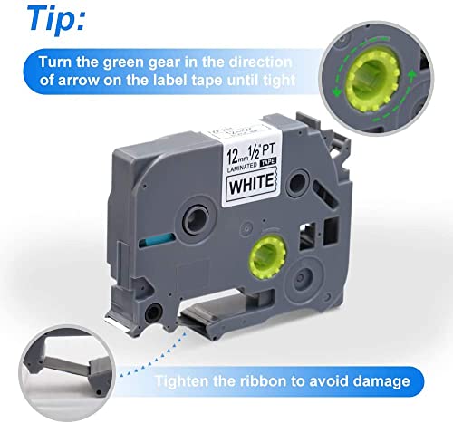 12mm Label Tape Compatible with Brother Label Maker Tape Replacement for Brother P-Touch Label Maker PT-D210 PT-H110 PT-1880 PT-D400