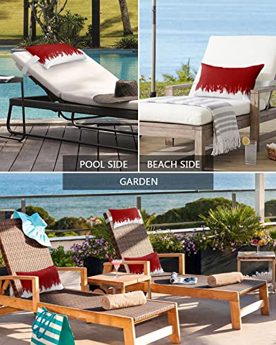 Recliner Head Pillow Ledge Loungers Chair Pillows with Insert Red Abstract Paint Lumbar Pillow with Adjustable Strap Outdoor Waterproof Patio Pillows for Couch Beach Pool Office Chair, 2 PCS