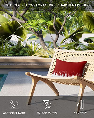 Recliner Head Pillow Ledge Loungers Chair Pillows with Insert Red Abstract Paint Lumbar Pillow with Adjustable Strap Outdoor Waterproof Patio Pillows for Couch Beach Pool Office Chair, 2 PCS