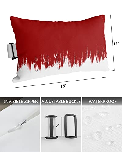 Recliner Head Pillow Ledge Loungers Chair Pillows with Insert Red Abstract Paint Lumbar Pillow with Adjustable Strap Outdoor Waterproof Patio Pillows for Couch Beach Pool Office Chair, 2 PCS