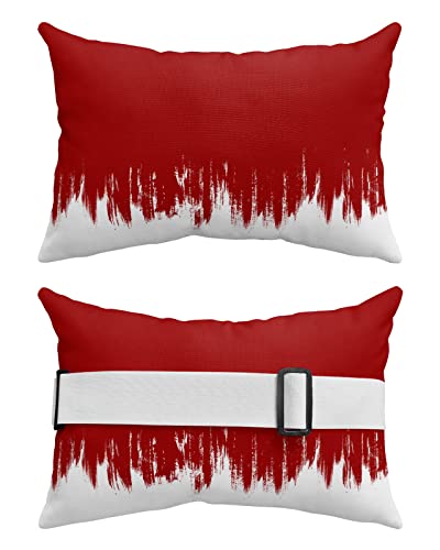 Recliner Head Pillow Ledge Loungers Chair Pillows with Insert Red Abstract Paint Lumbar Pillow with Adjustable Strap Outdoor Waterproof Patio Pillows for Couch Beach Pool Office Chair, 2 PCS