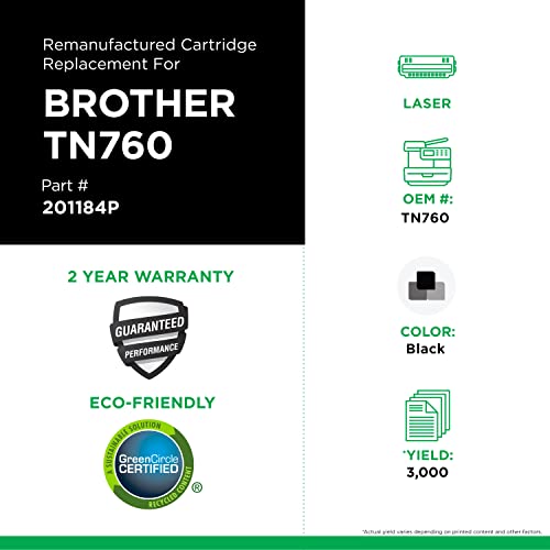 Clover Remanufactured Toner Cartridge Replacement for Brother TN760 | Black | High Yield